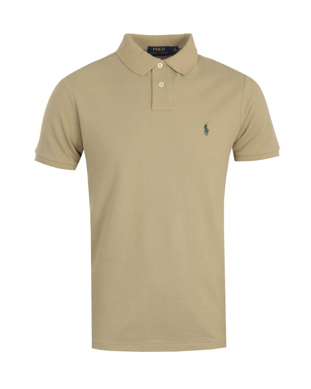 Polo Ralph Lauren Cotton Custom Slim Fit Polo Shirt - Khaki in Natural for Men - Lyst