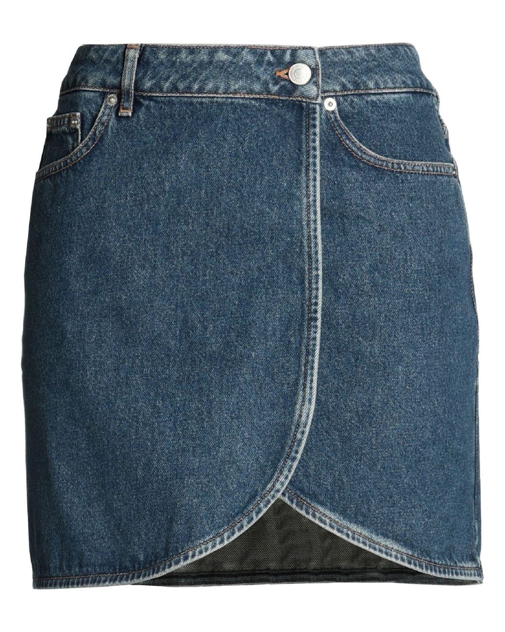Oval Square Denim Skirt in Blue | Lyst