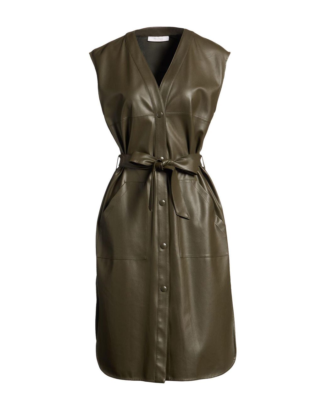 Max Mara Military Midi Dress Polyester, Polyurethane Resin in Green | Lyst
