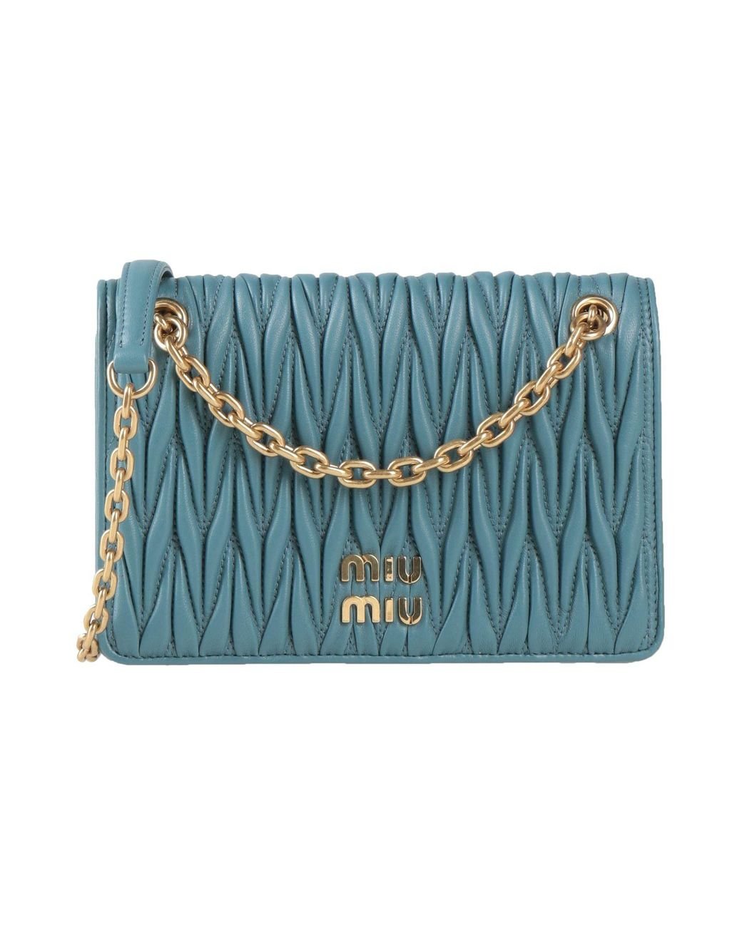 Miu Miu Leather Flap Crossbody Bag in Blue | Lyst