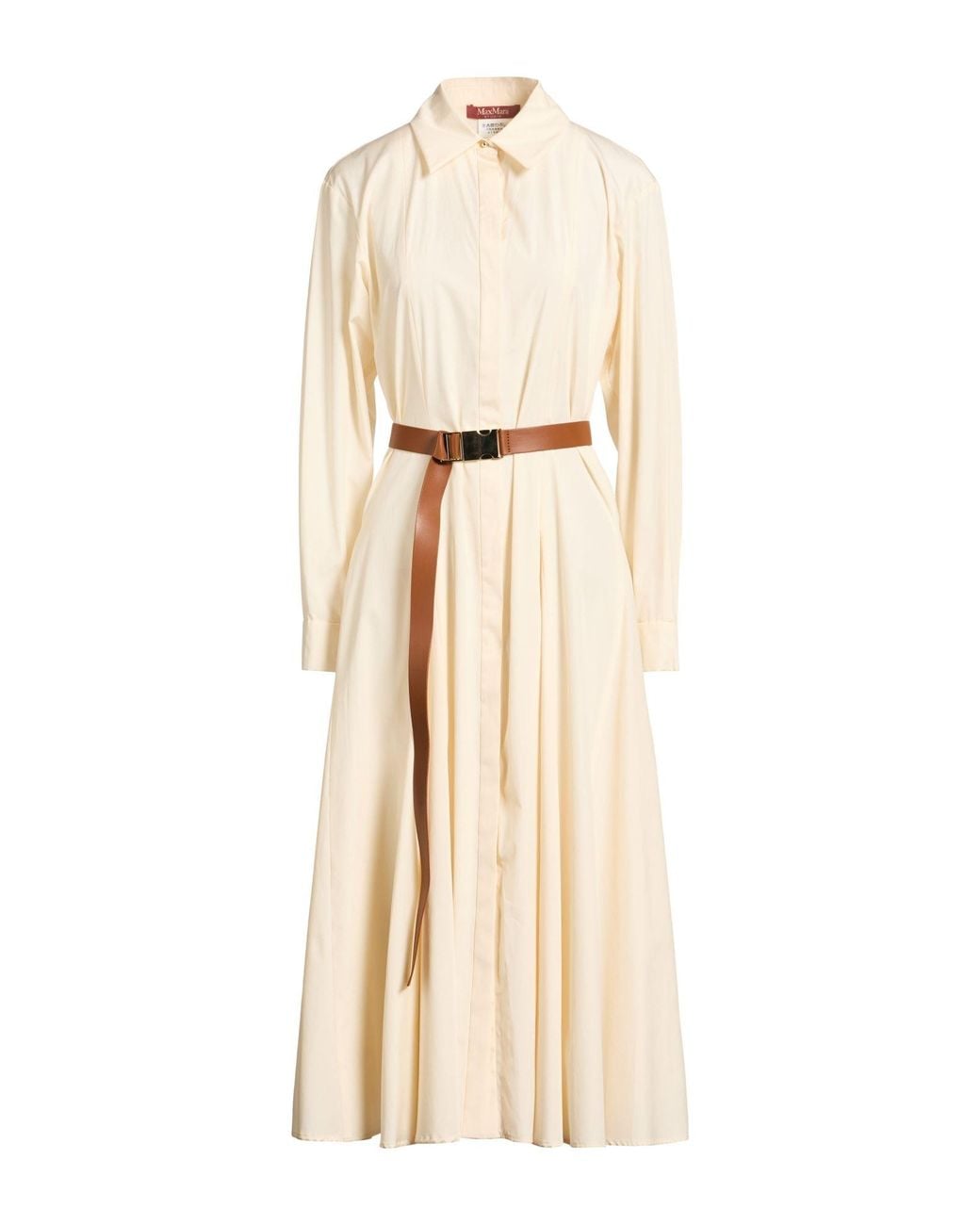 Max Mara Midi Dress Cotton in Natural | Lyst UK