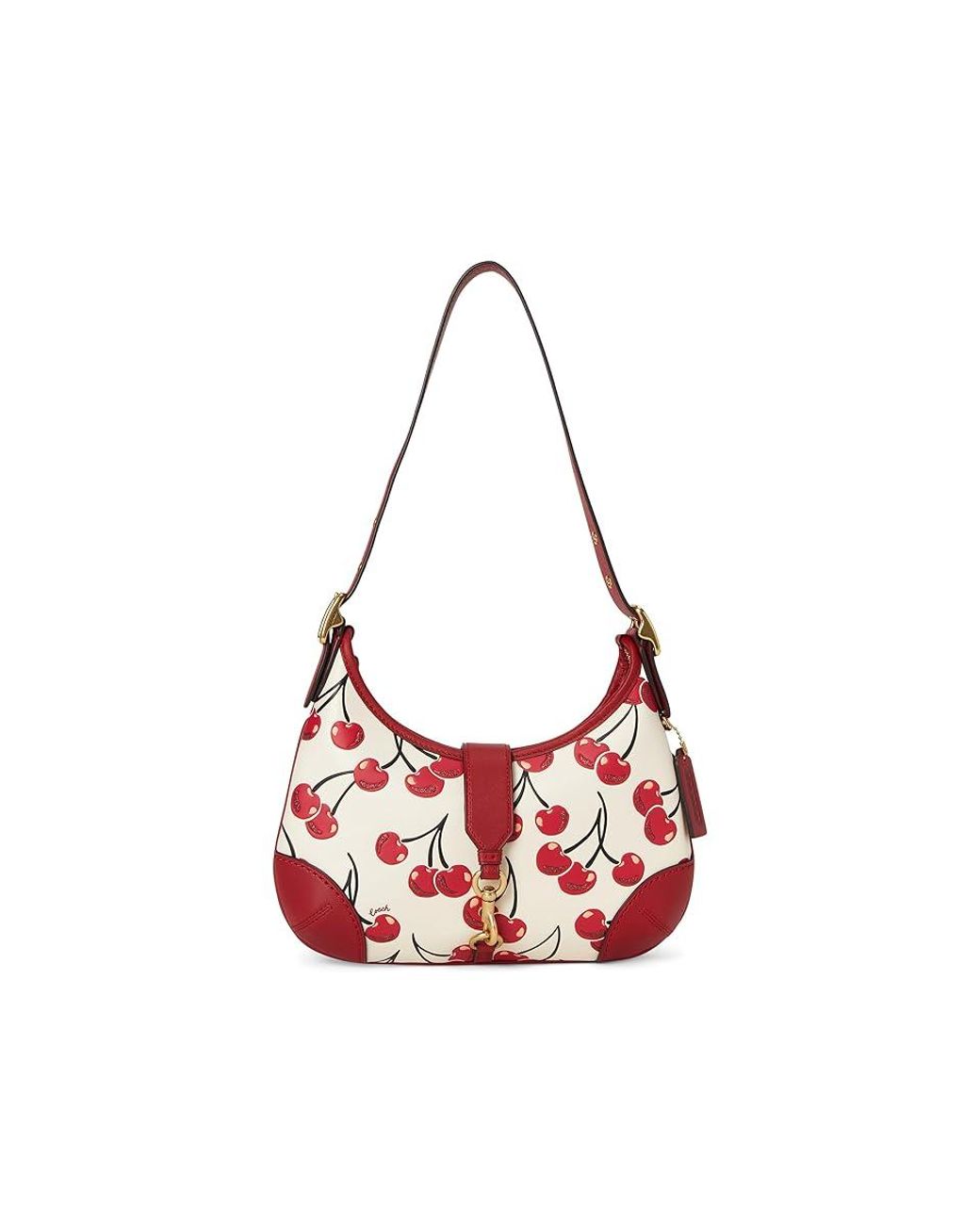 COACH Hamptons Hobo Bag With Cherry Print Shoulder Handbags, Leather in ...