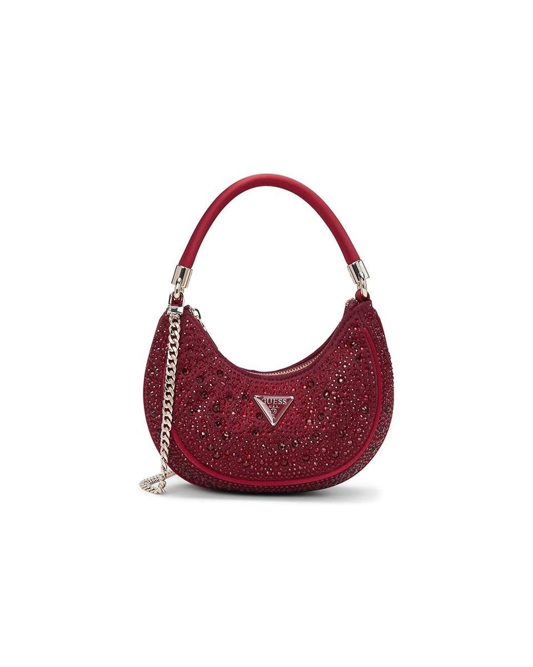 Guess Zalina Rhinestone-Embellished Small Hobo Bag in Red | Lyst