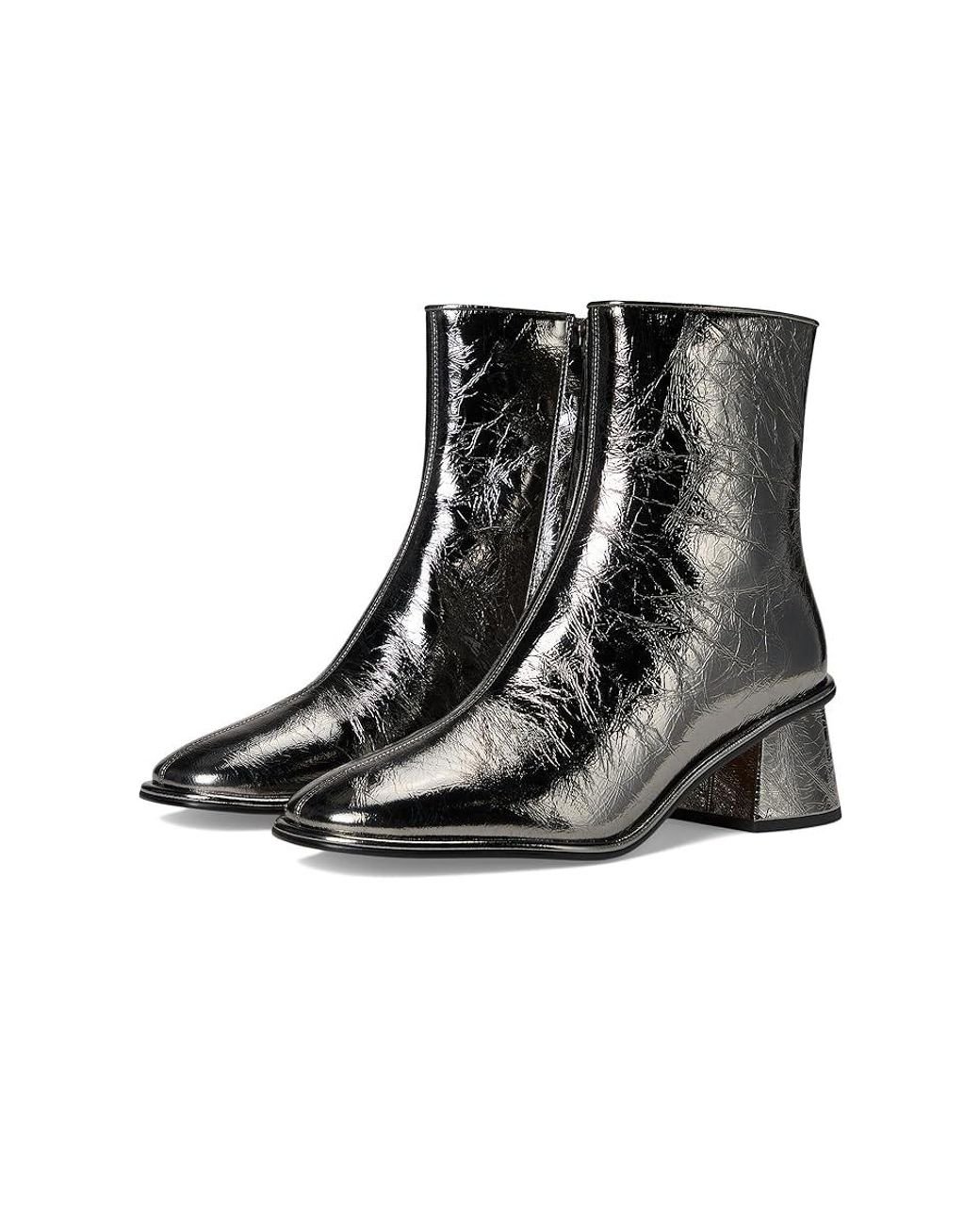 COACH Gigi Crinkle Metallic Bootie Boots, Leather/Manmade in Black | Lyst