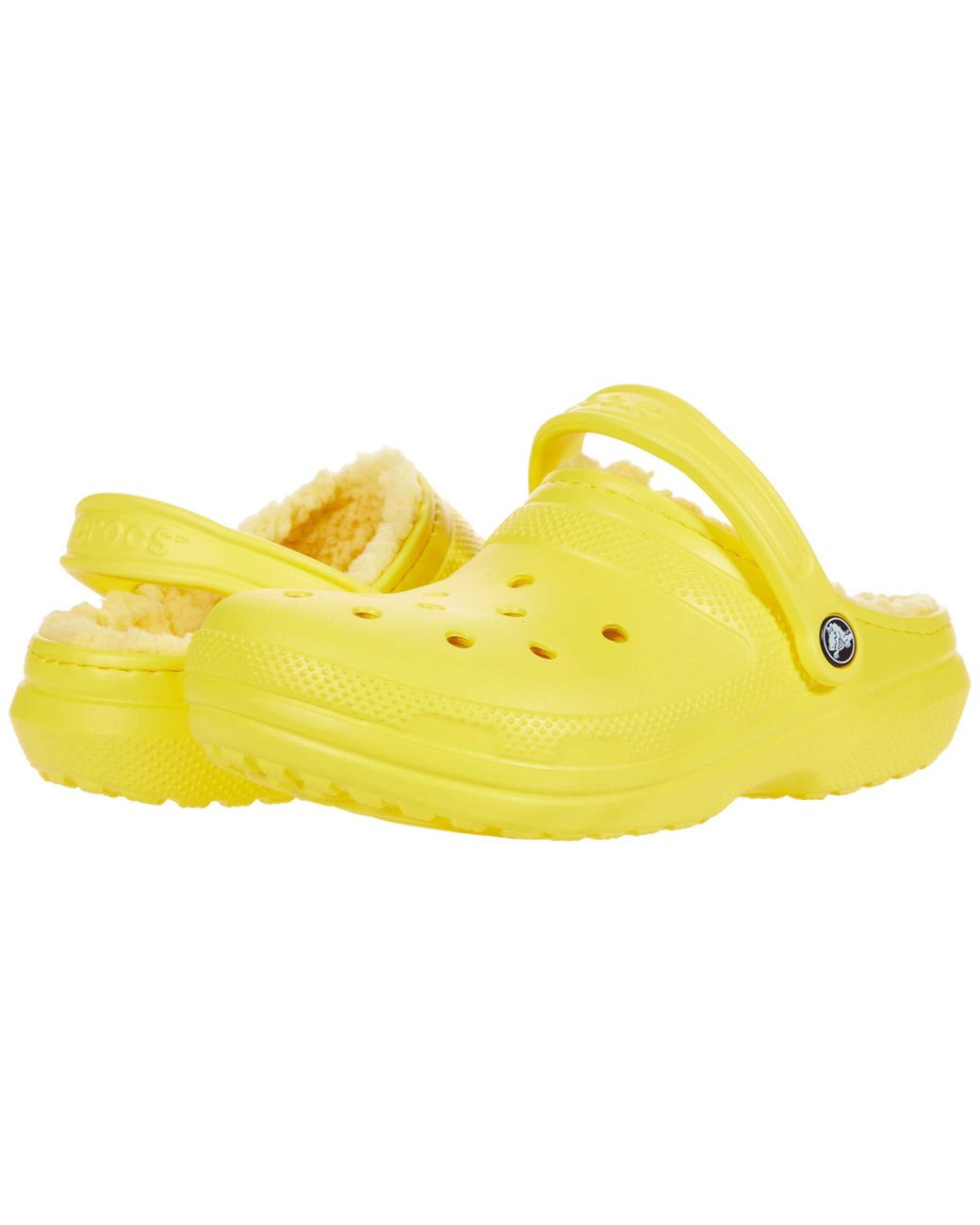 Fuzzy crocs yellow store