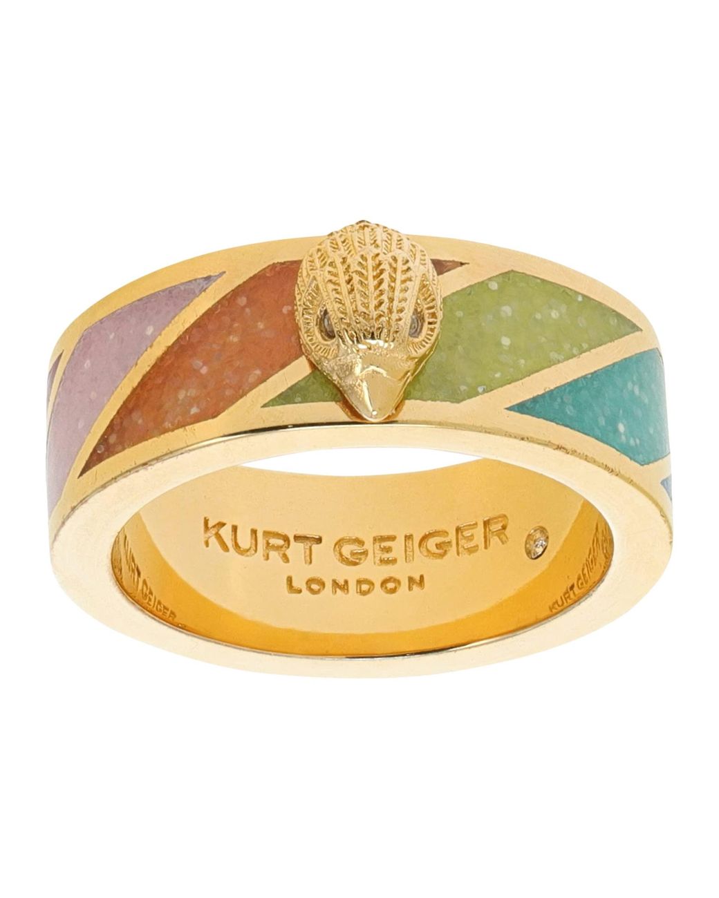 Kurt Geiger Signature Rainbow Band Ring in Yellow | Lyst