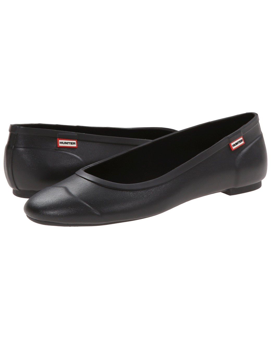 HUNTER Tour Gloss Ballerina Flats in Black | Lyst