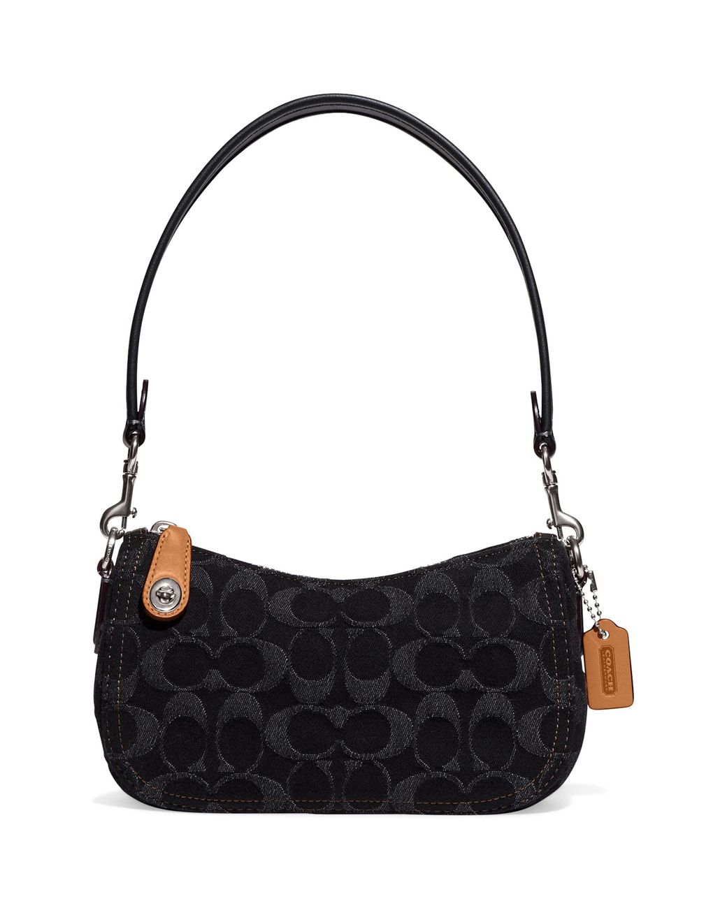 COACH Washed Denim Signature Swinger 20 in Black | Lyst COACH Washed Denim Signature Swinger 20 in Black | Lyst