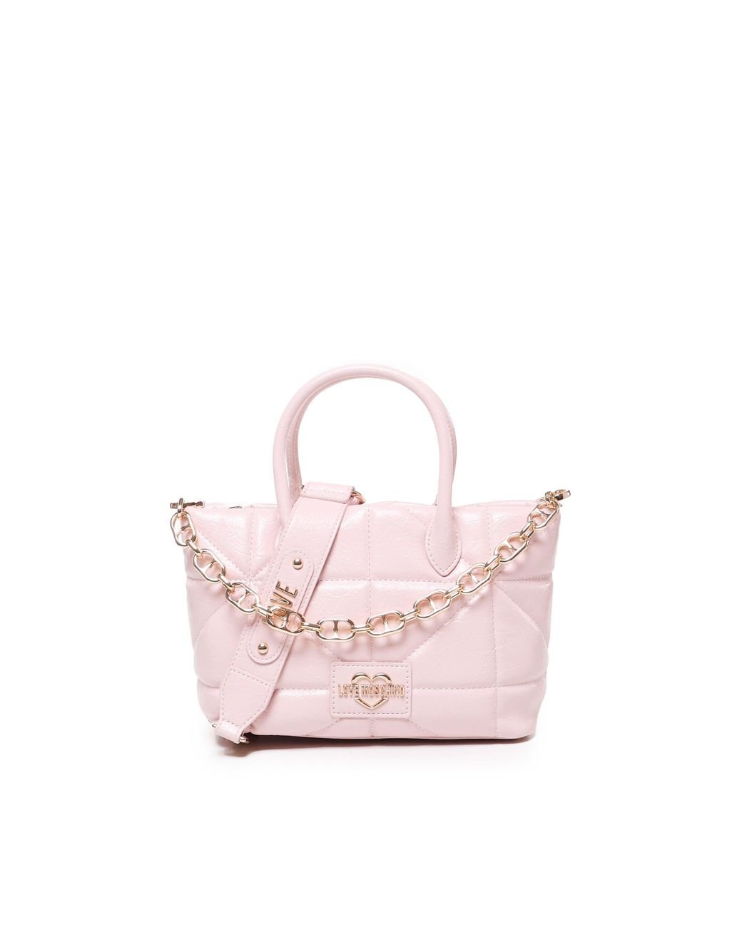 Love Moschino Quilted Handbag With Dual Straps in Pink | Lyst