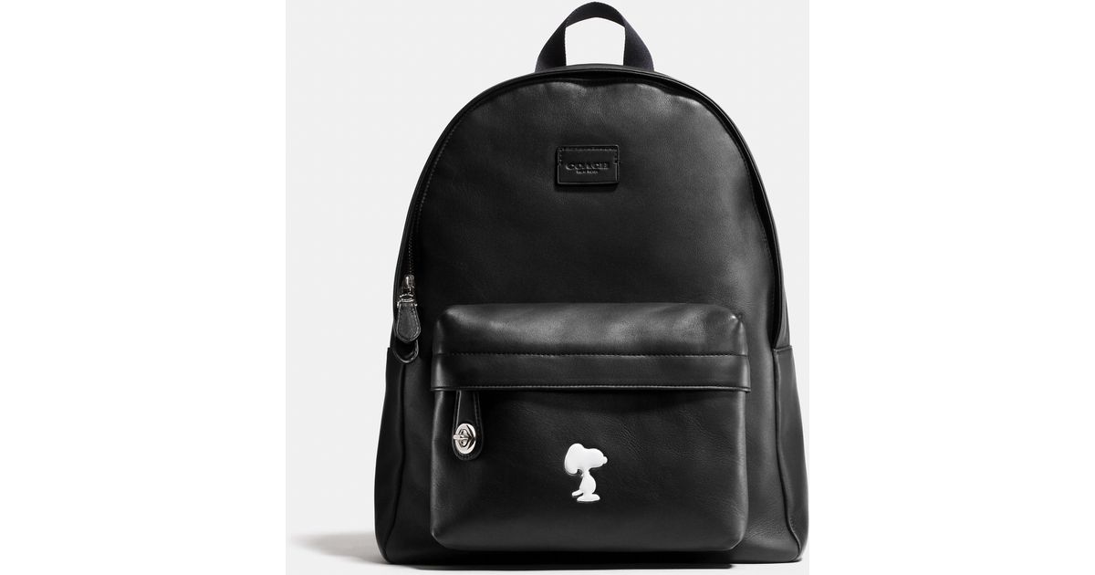 COACH X Peanuts Small Campus Backpack In Leather in Black | Lyst