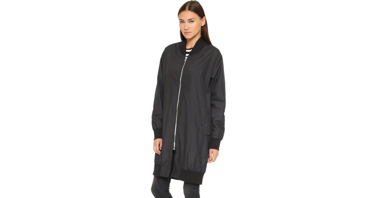OAK Nylon Long Bomber Jacket - Black | Lyst