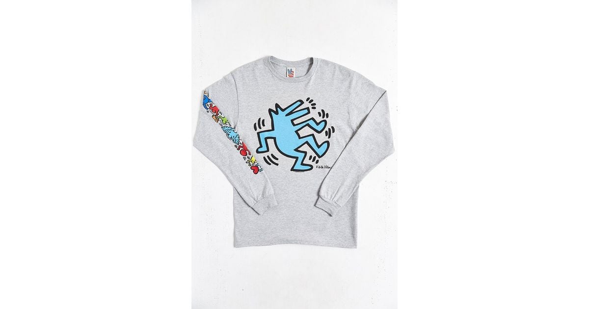 Junk Food Keith Haring Wolf Long-Sleeve Tee in Gray for Men | Lyst