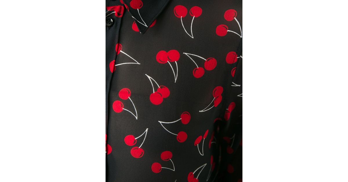 Saint Laurent Cherry Print Blouse in Red | Lyst