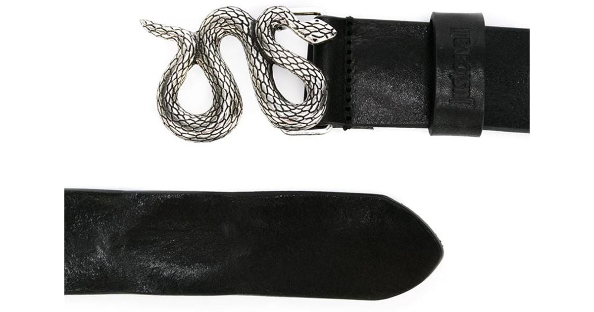 Just Cavalli Snake Buckle Belt in Metallic for Men | Lyst