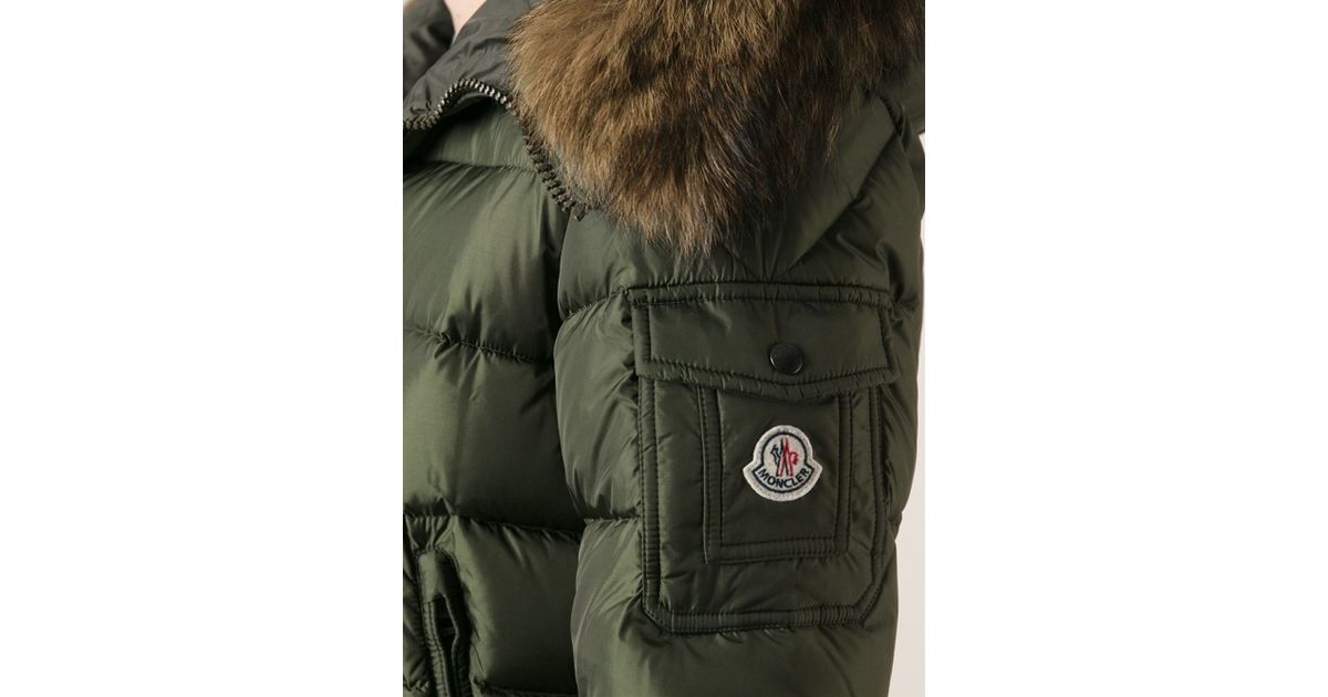 Moncler Byron Fur Hood Padded Jacket in Green for Men | Lyst