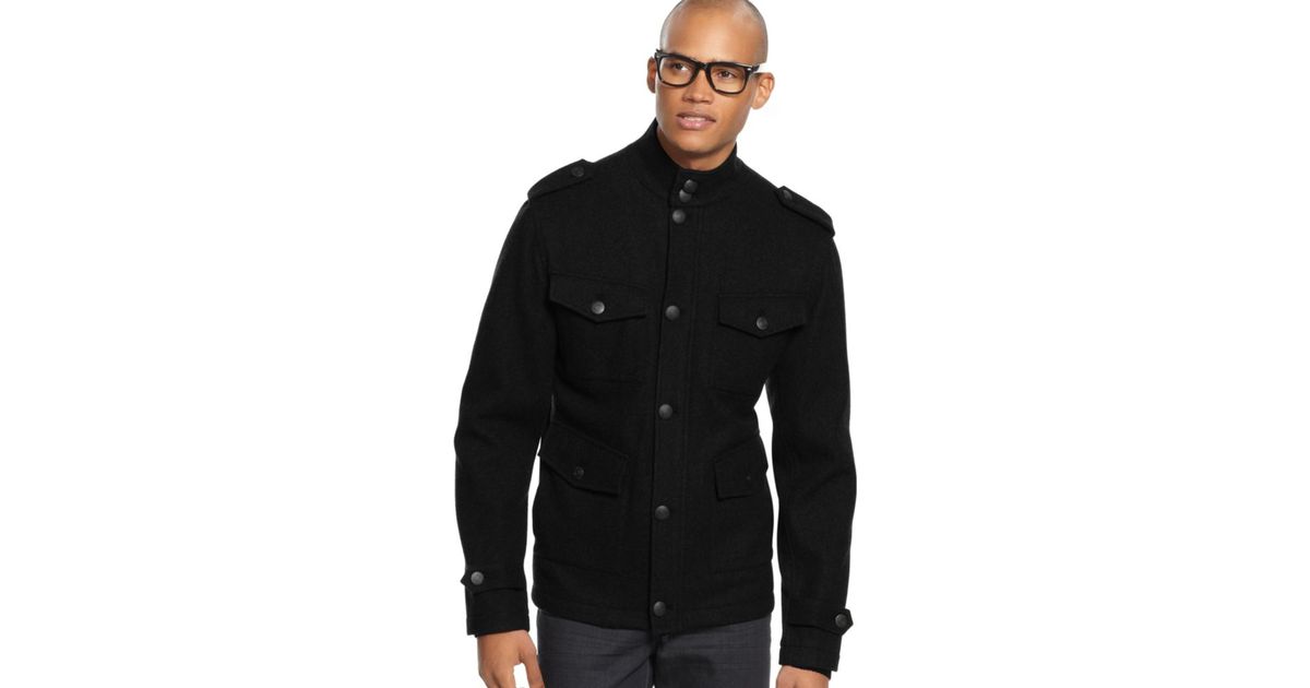 Lyst Kenneth Cole Reaction Four Pocket Military Coat In Black For Men