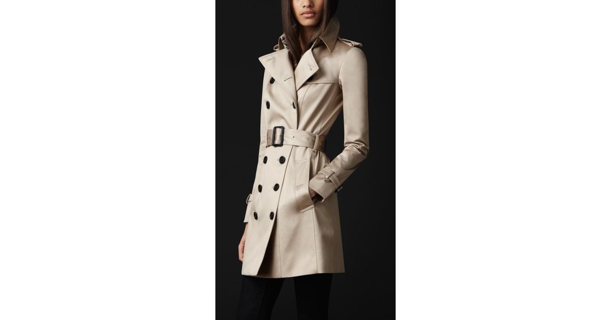 Burberry Prorsum Cotton Sateen Trench Coat in Natural | Lyst UK