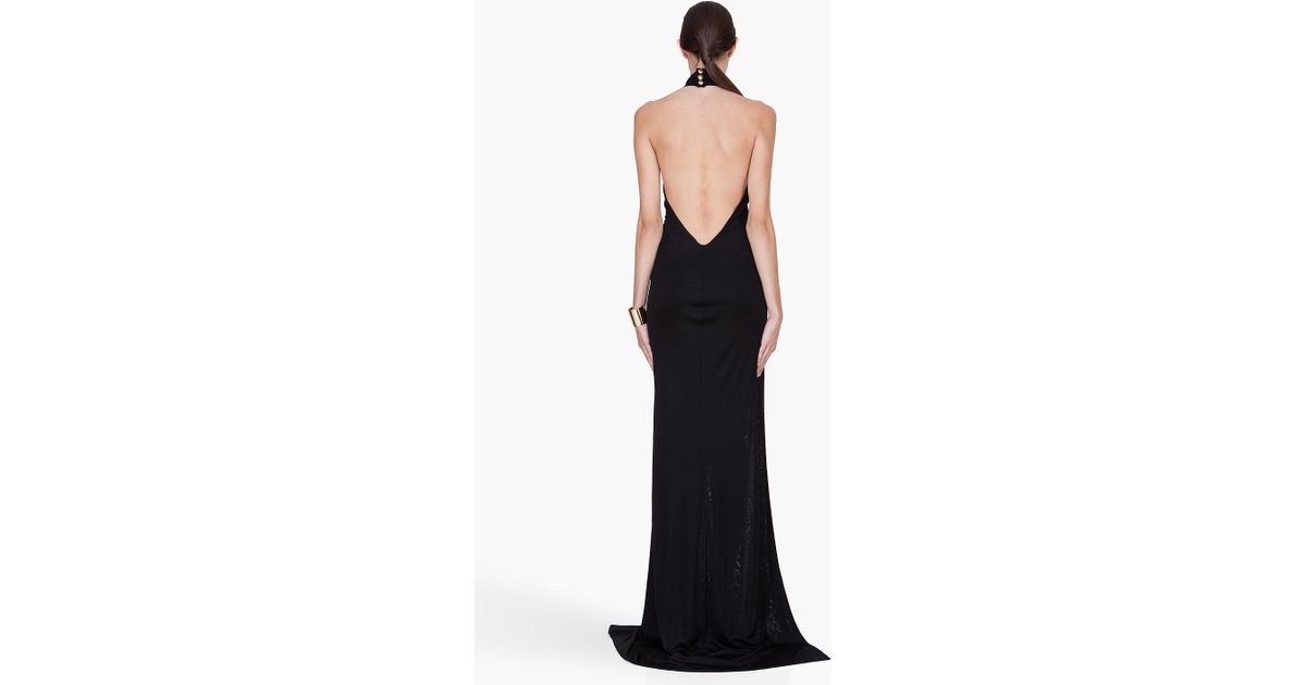 Balmain Long Black Backless Side Slit Dress | Lyst