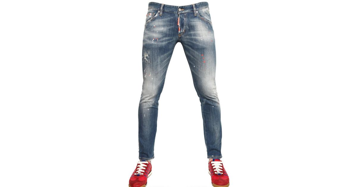 Dsquared² Stretch Denim Neon Clement Jeans In Blue For Men Lyst