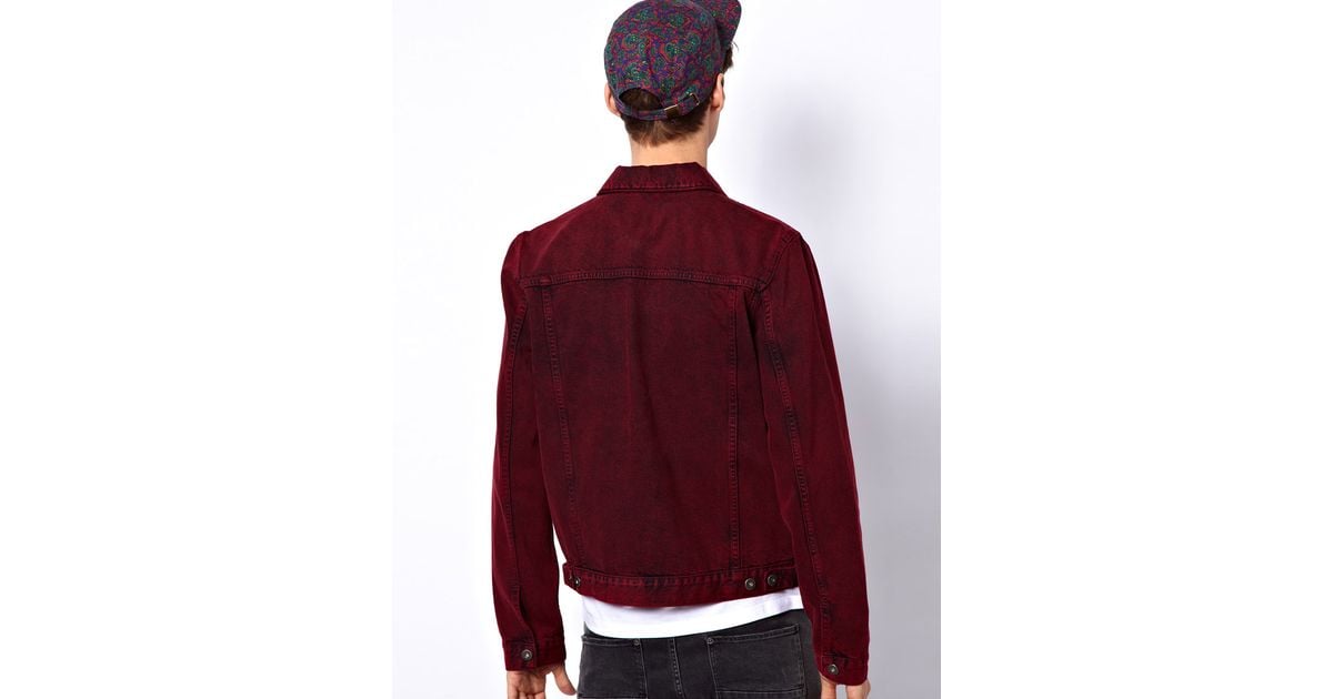 ASOS Asos Denim Jacket with Acid Wash in Red for Men | Lyst