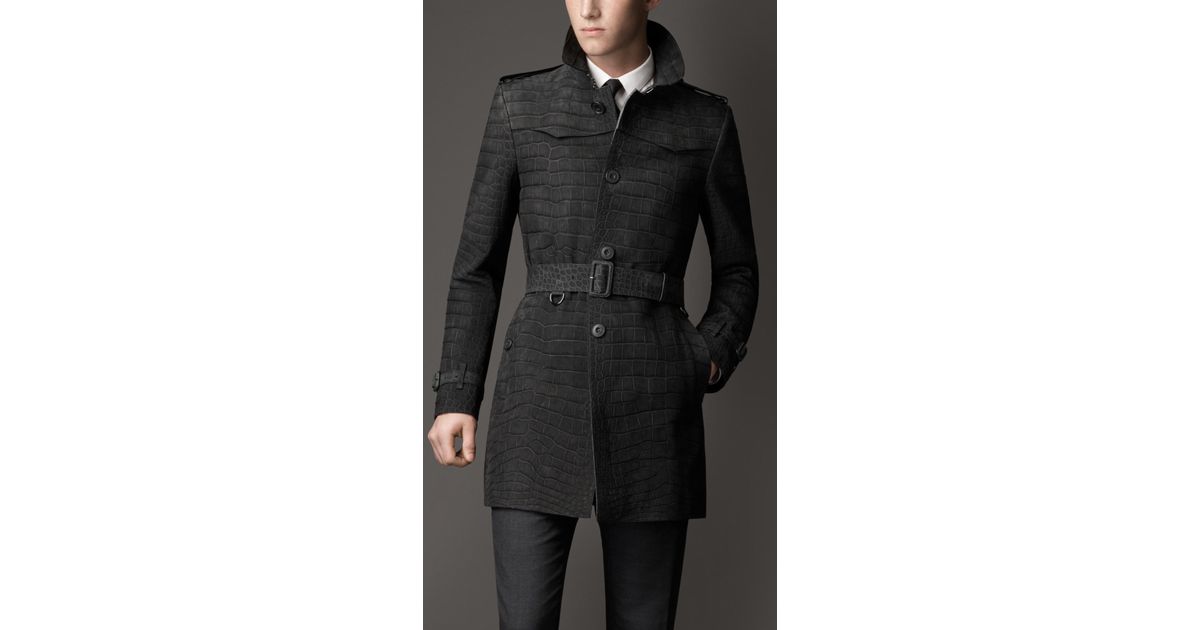 Burberry Midlength Alligator Leather Trench Coat in Gray for Men | Lyst Burberry Midlength Alligator Leather Trench Coat in Gray for Men | Lyst
