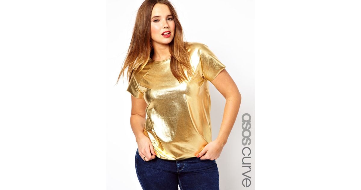 ASOS T-Shirt in Gold Foil in Metallic | Lyst