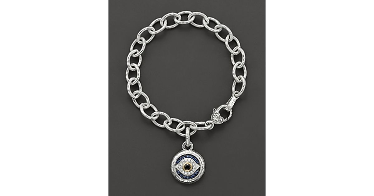Judith Ripka Sterling Silver Evil Eye Charm Bracelet in Metallic | Lyst