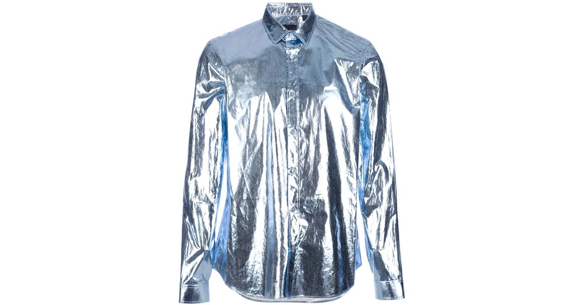 Burberry Prorsum Metallic Shirt in Blue for Men | Lyst