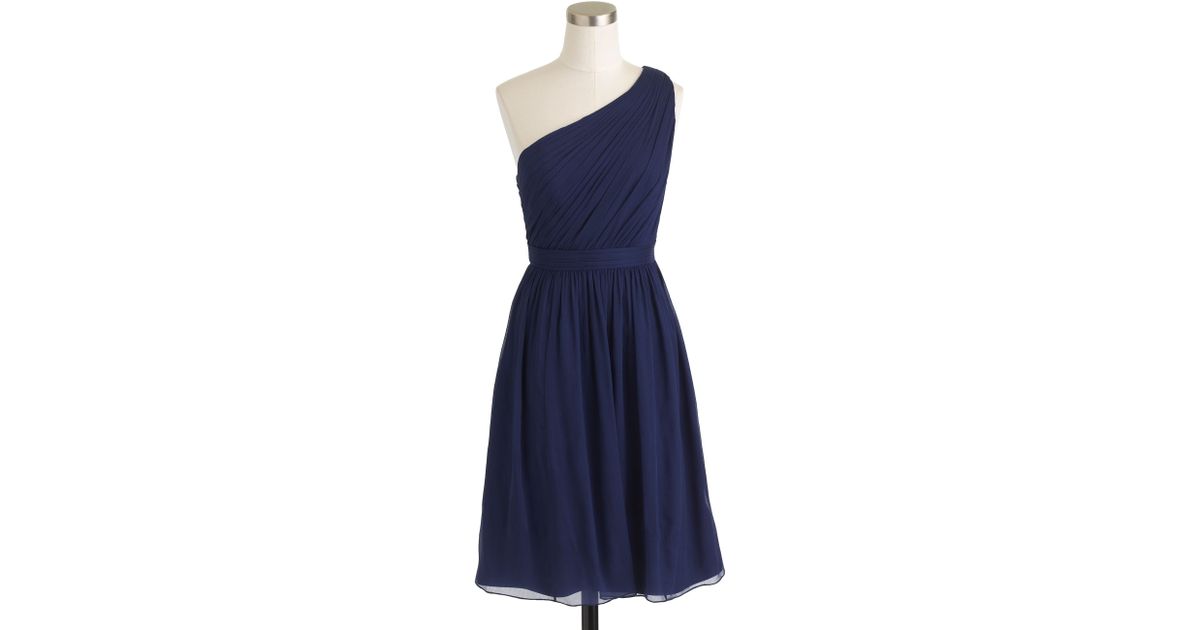 J Crew Kylie Dress In Silk Chiffon In Blue Dark Cove Save 43 Lyst