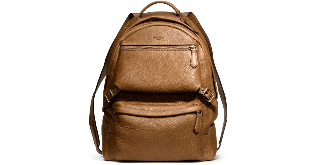 COACH Bleecker Backpack in Pebbled Leather in Brown for Men | Lyst