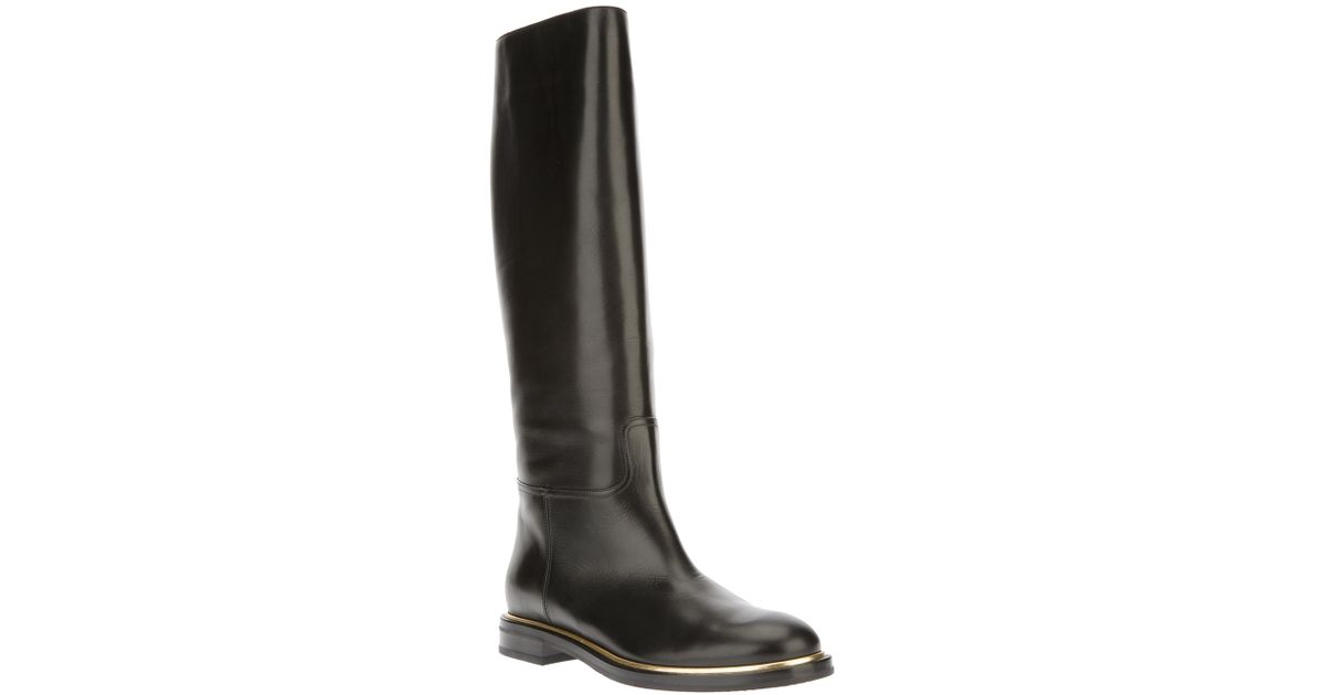 Casadei Mid Calf Riding Boot in Black - Lyst