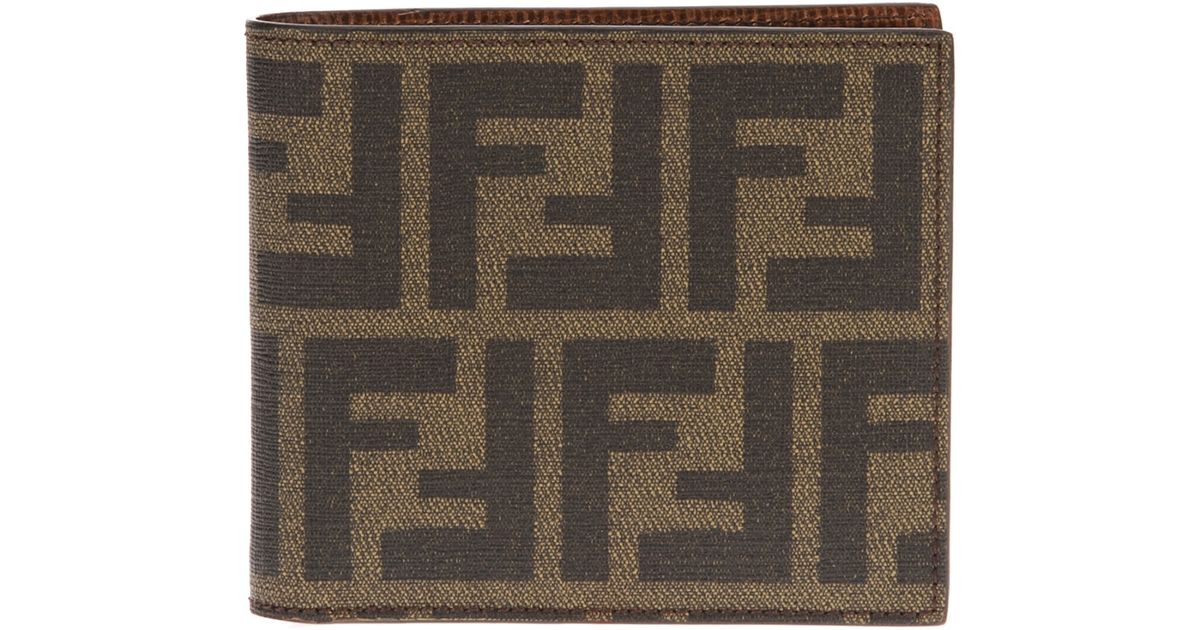 Fendi Monogram Print Bifold Wallet in Brown for Men | Lyst