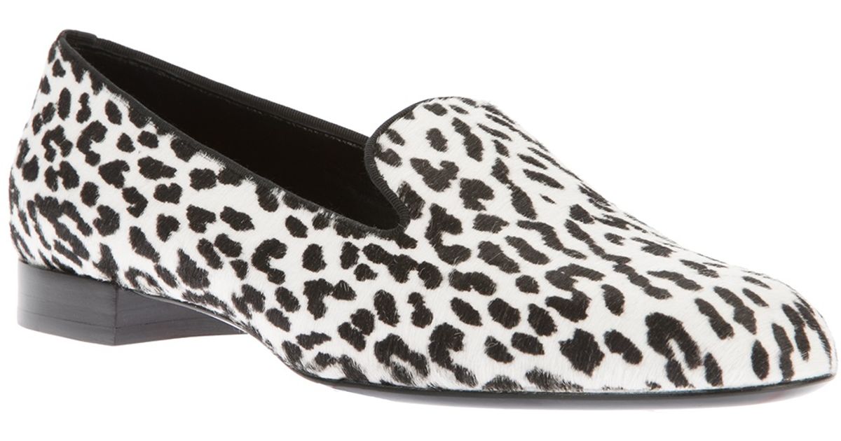 Saint Laurent Leopard Print Loafer In White Lyst