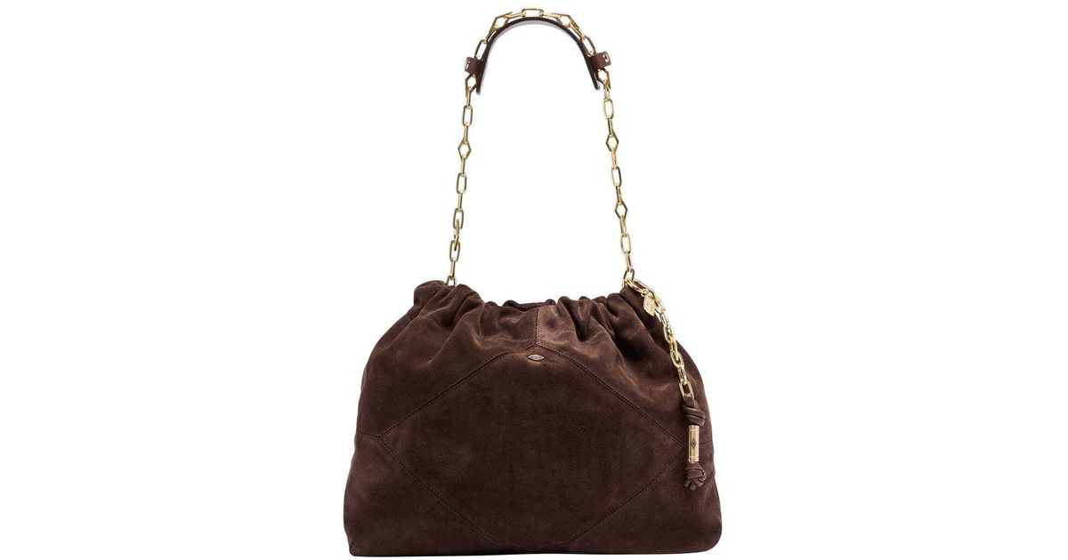 Ba&sh Bag M Suede June Tote in Brown | Lyst