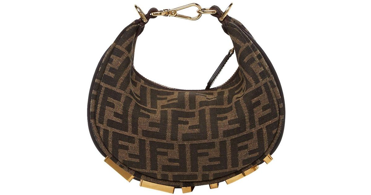 Fendi Mini Graphy Hobo Bag in Brown | Lyst