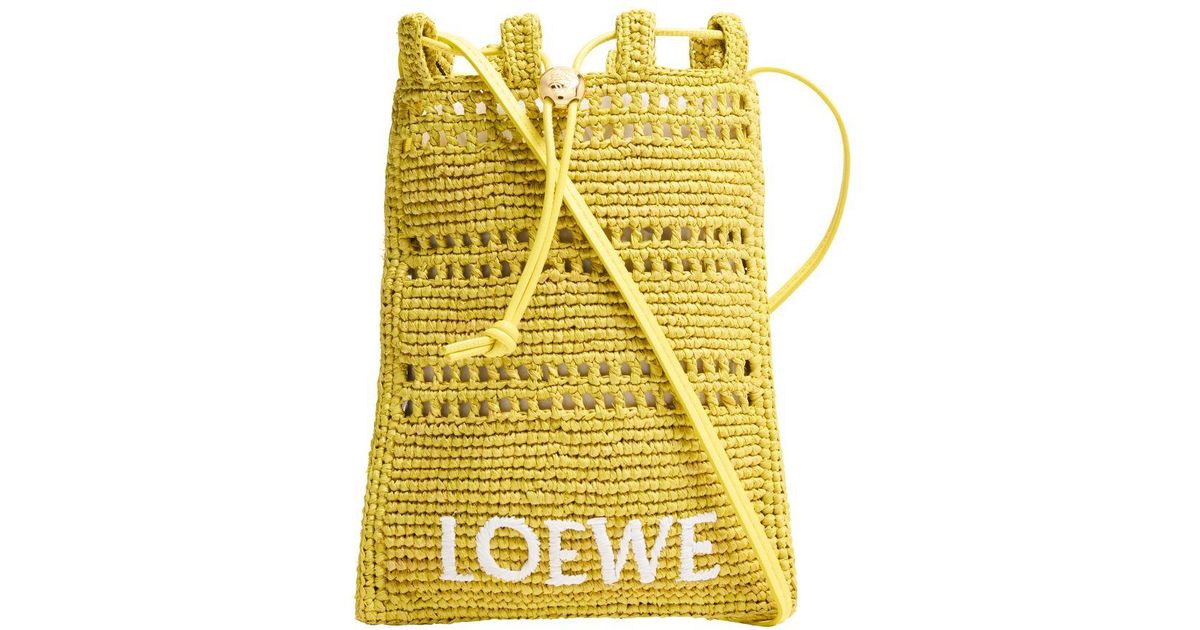 Loewe Raffia Drawstring Pocket in Yellow | Lyst