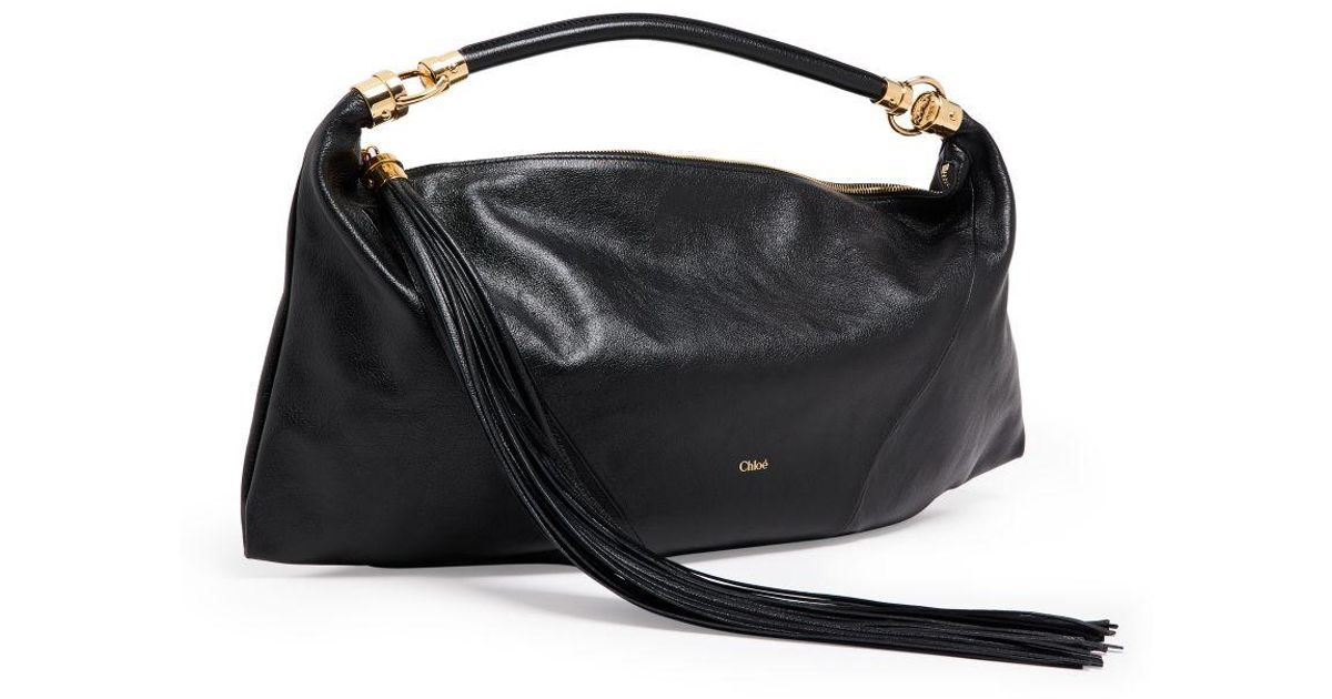 Chloé Foulard Grained Leather Bag in Black | Lyst