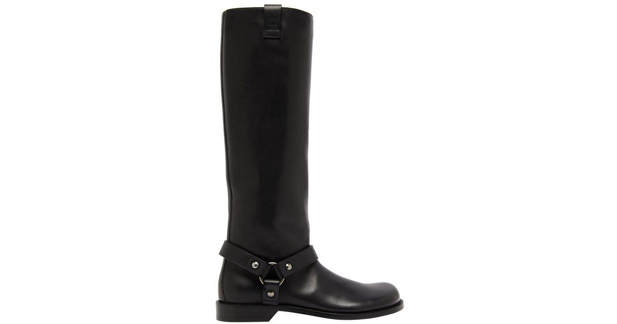 Loewe Campo High Biker Boots in Black | Lyst