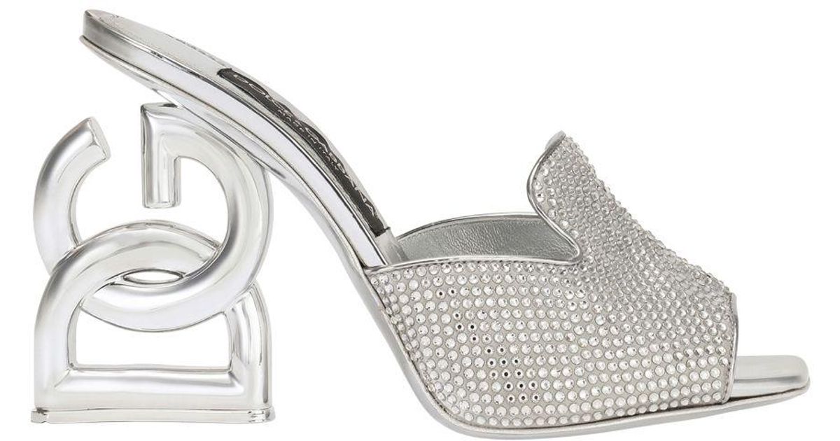 Dolce & Gabbana Mules With Rhinestone Detailing in Gray | Lyst