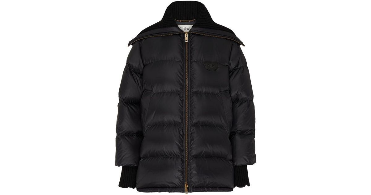 Chloé Puffer Jacket in Black | Lyst