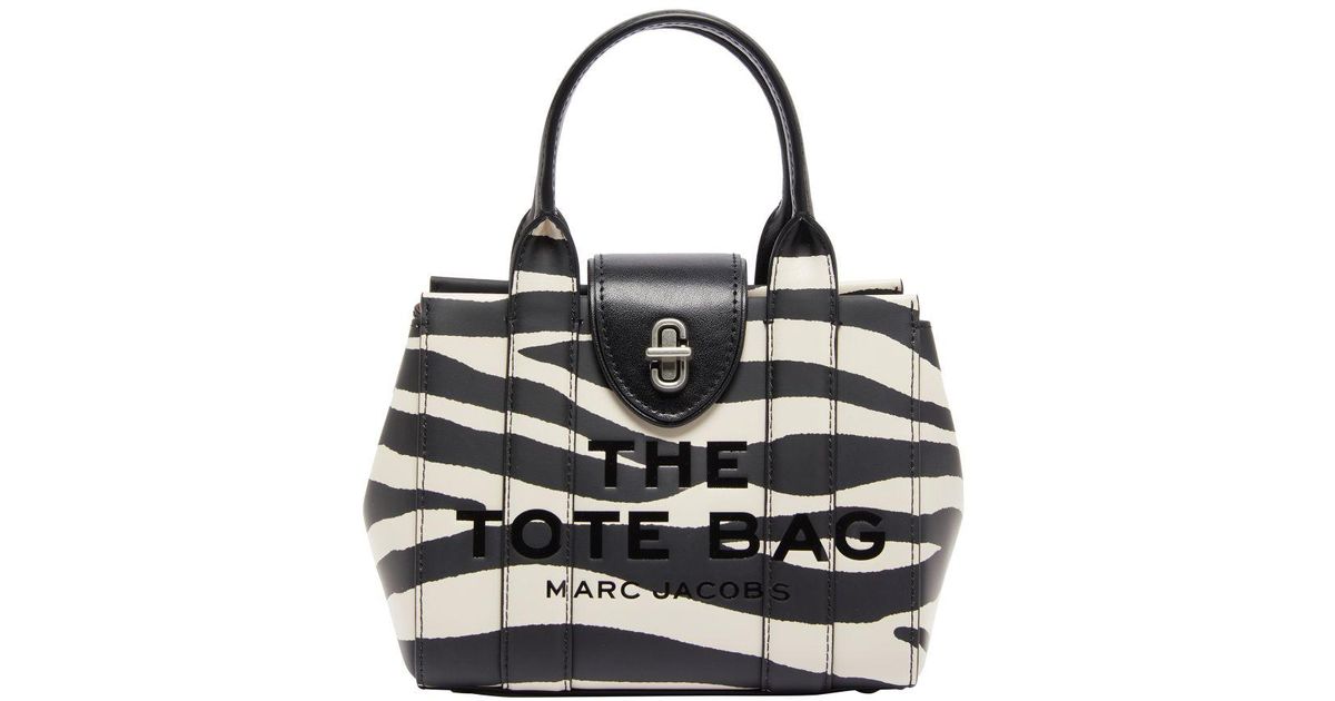 Marc Jacobs The Mini Tote Leather Zebra Print Bag in Black | Lyst UK