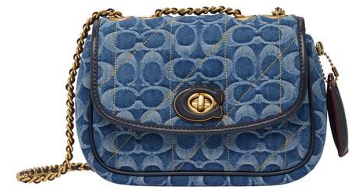 COACH Denim Madison Pillow Bag in Blue | Lyst