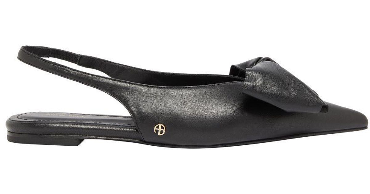 Anine Bing Nina Flats Slingbacks With Bow in Black | Lyst