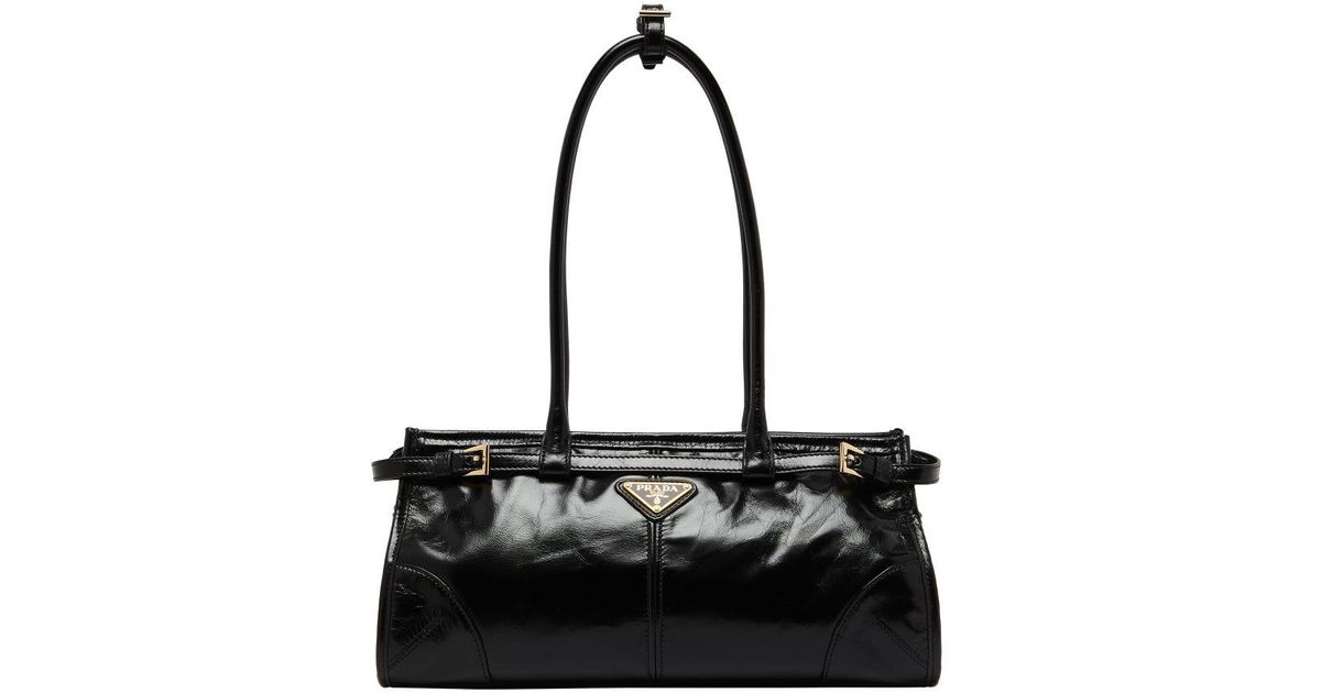 Prada Medium-Sized Leather Handbag in Black | Lyst