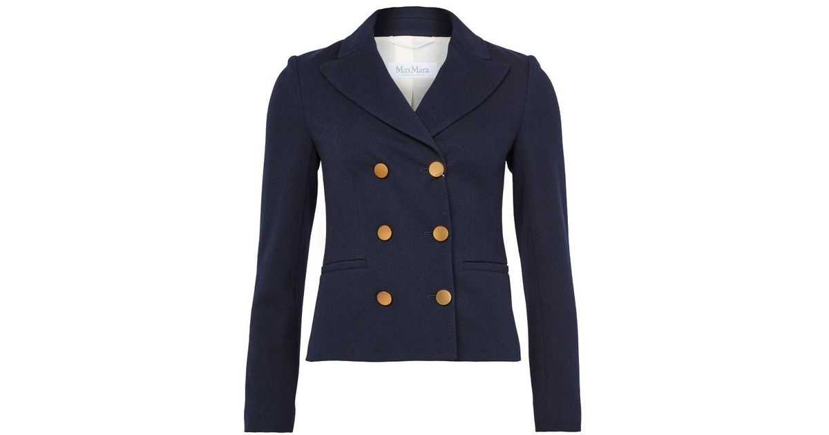 Max Mara Alabama Double-Breasted Jersey Blazer in Blue | Lyst