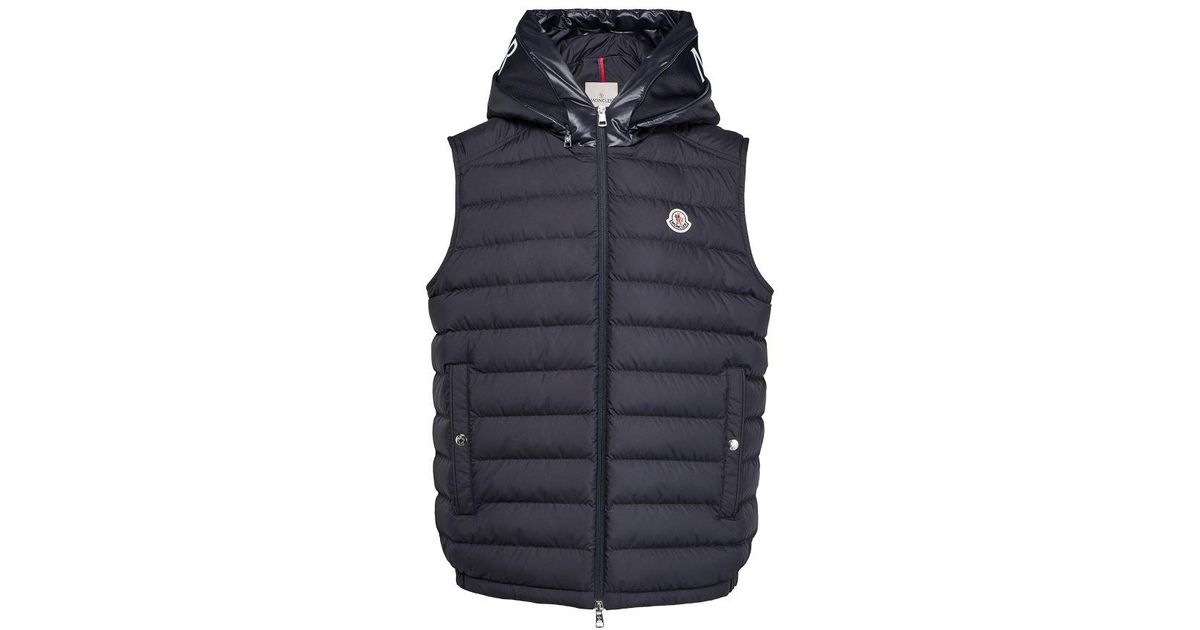 Moncler Hooded Cotton Vest in Blue for Men | Lyst