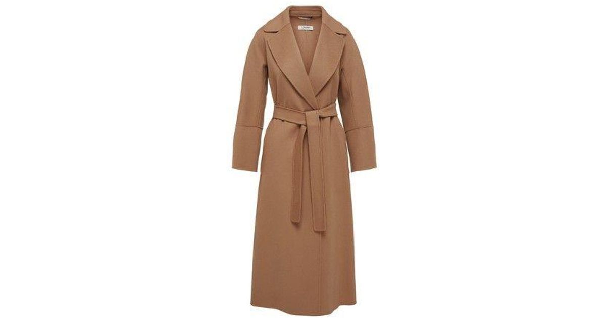 Max Mara Elisa Belted Wool Coat in Natural | Lyst