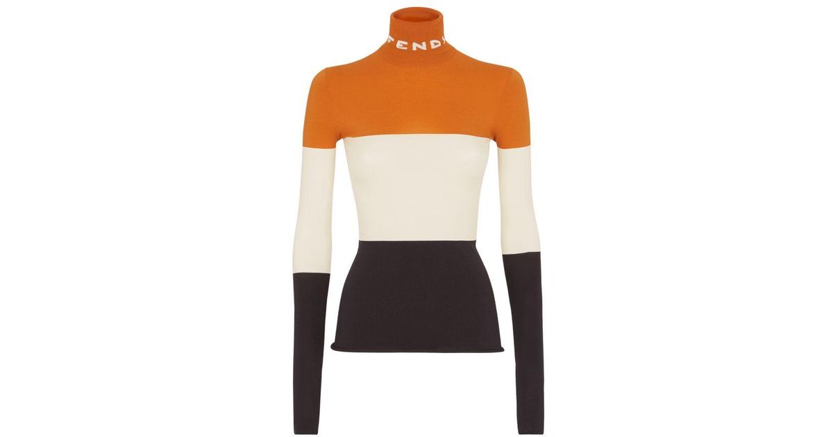 Fendi Figure-Hugging Jumper in Orange | Lyst