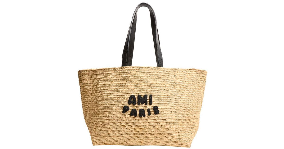 Ami Paris Tote Bag in Natural | Lyst