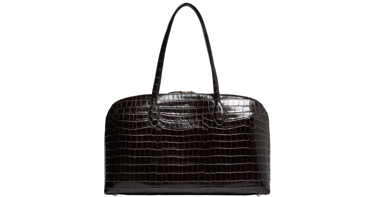 TOTEME Croco Embossed Day Tote Bag in Black | Lyst